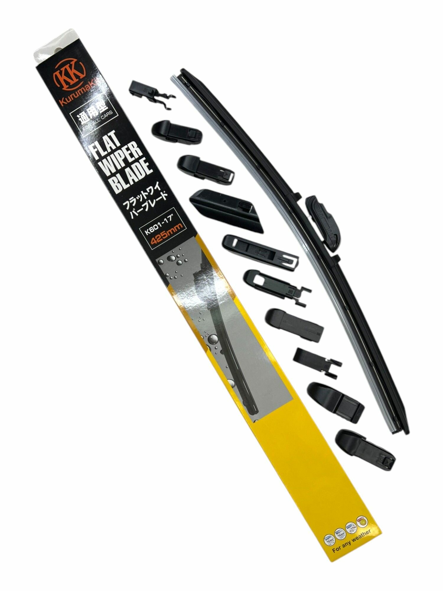 Щетка стеклочистителя бескаркасная для Китайских автомобилей 17/425mm крепление HOOK крючок KURUMAKI