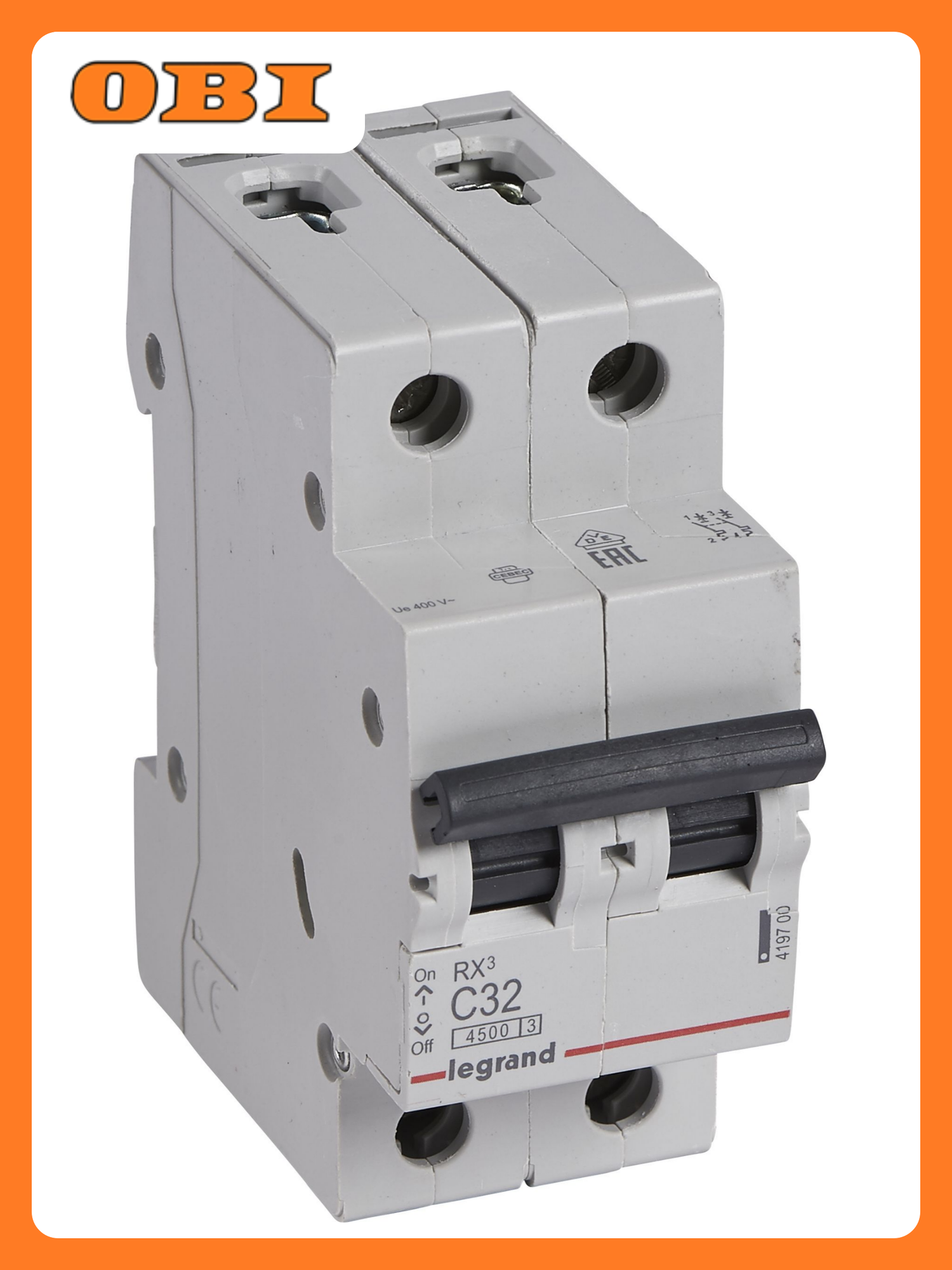 Автоматический выключатель Legrand RX3, 2 полюса, 32А, 4,5кА