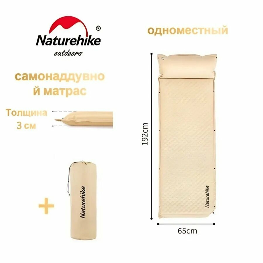 Коврик самонадувающийся Naturehike D01 Spliced Self Inflatable Sleeping Mat193*65*3cm