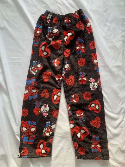 Пижамные штаны Hello Kitty SpiderMan с принтом из мультфильмов, свободный крой, домашняя одежда для сна, удобная одежда для общежития, Размер: M-40кг-45кг