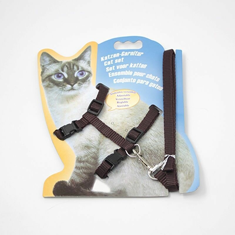 Кошачья веревка Ми вытягивание молодых регулировок Коричневая шлейка + поводок [бумажная карта]_Универсальный для