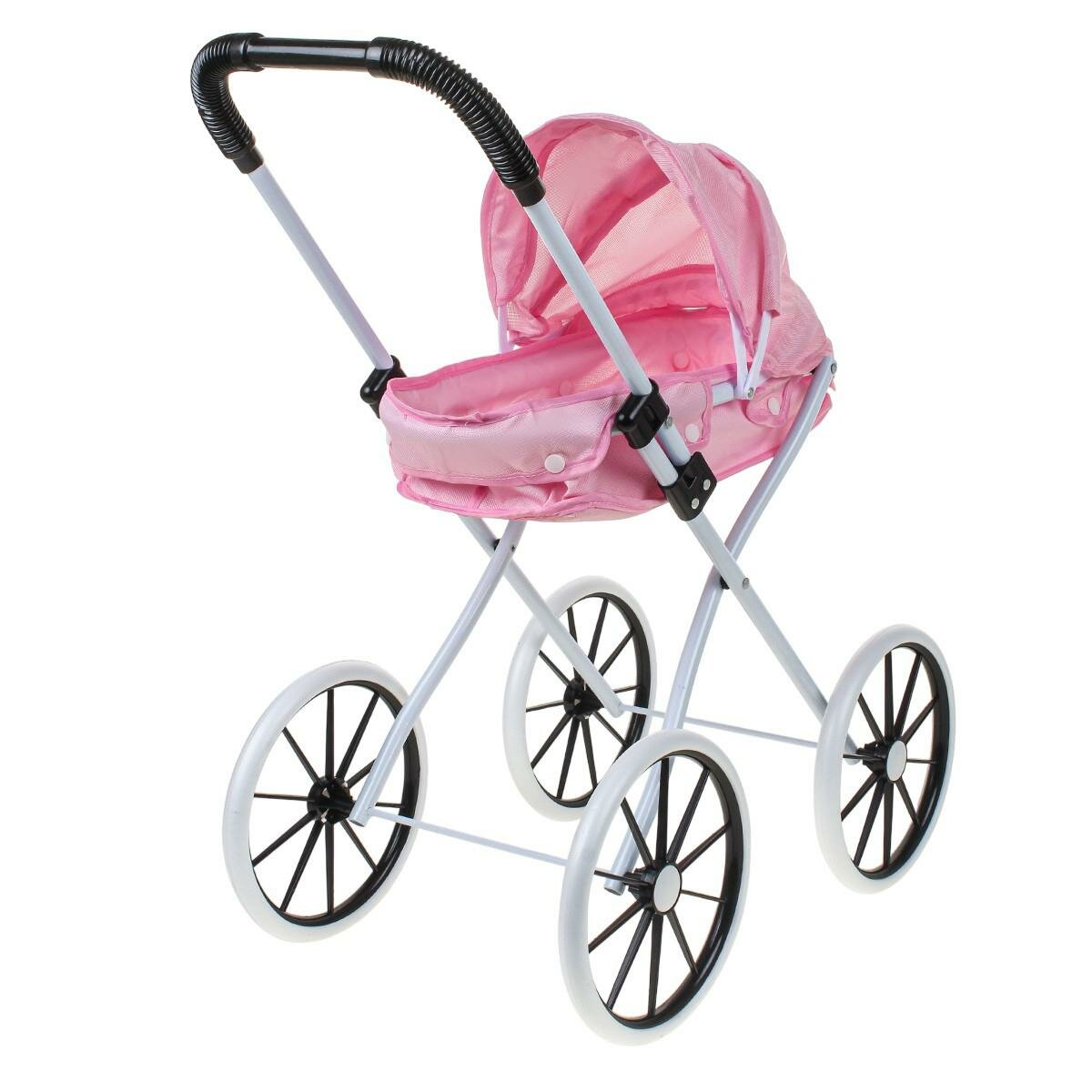 Коляска для кукол лежачая 31x52x63 см, легкая с ручкой и складной рамой