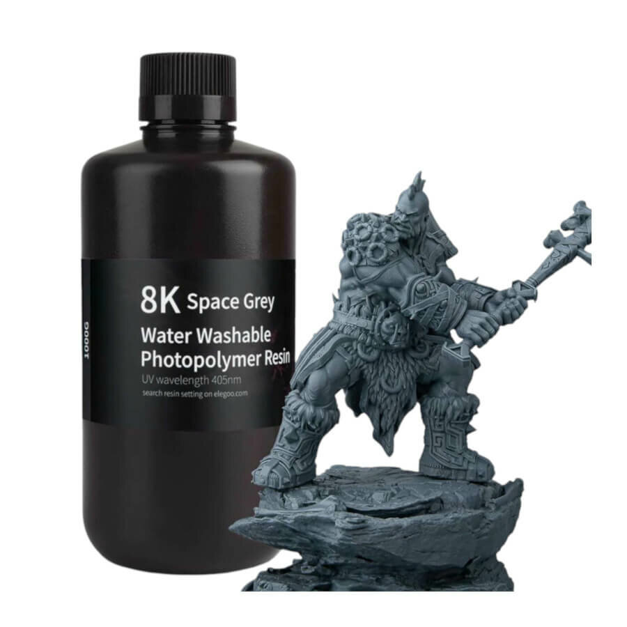 Фотополимерная смола Elegoo Water Washable Resin 8K, серая, Space Gray, 1 л