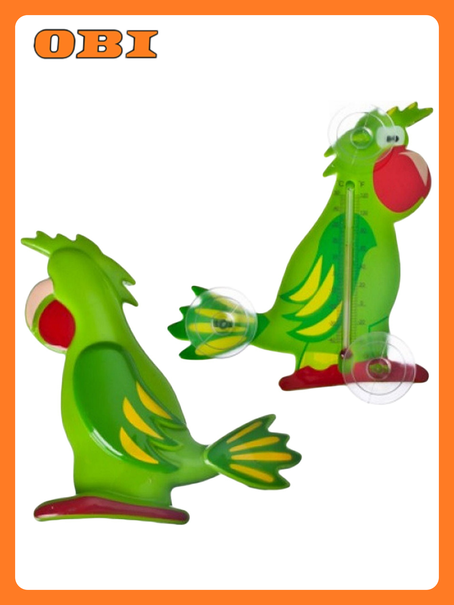 Термометр "Попугай", оконный, пластик, зеленый, 21,5x22,8 см