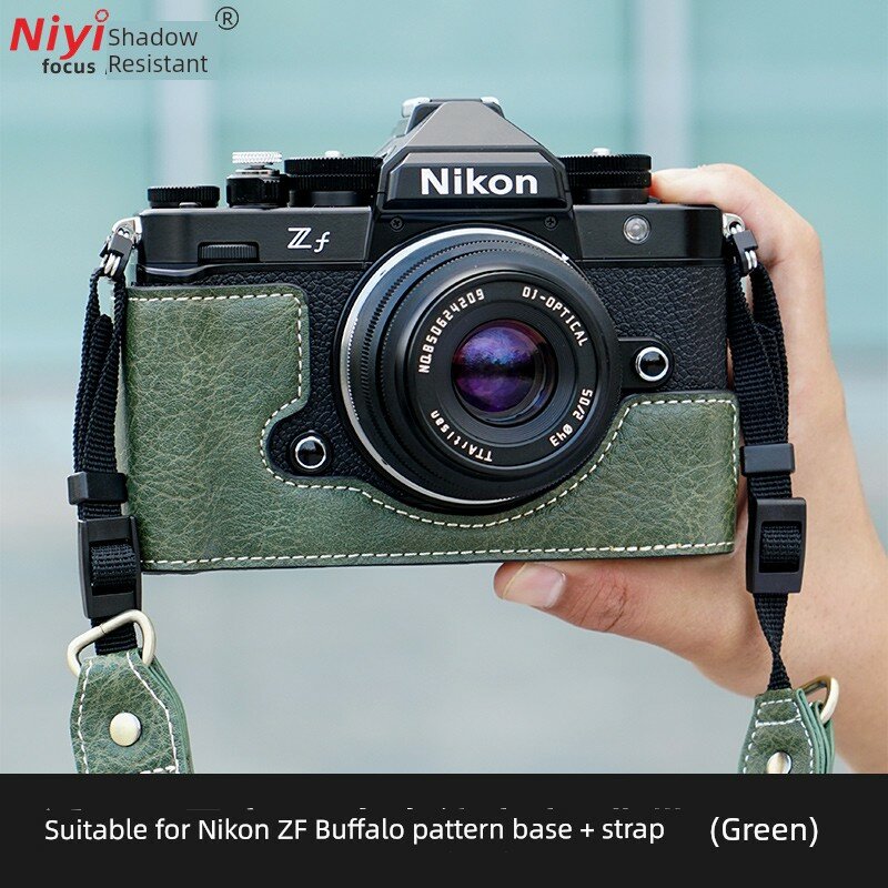 Чехол для камеры Nikon ZF с водяным узором и подставкой с ремнем, зеленый цвет для зеркальной камеры