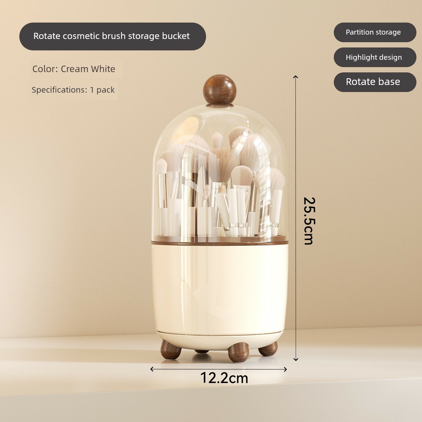 Тубус для хранения кистей для макияжа, вращающийся, пылезащитный, с крышкой, органайзер для косметики, помады, теней