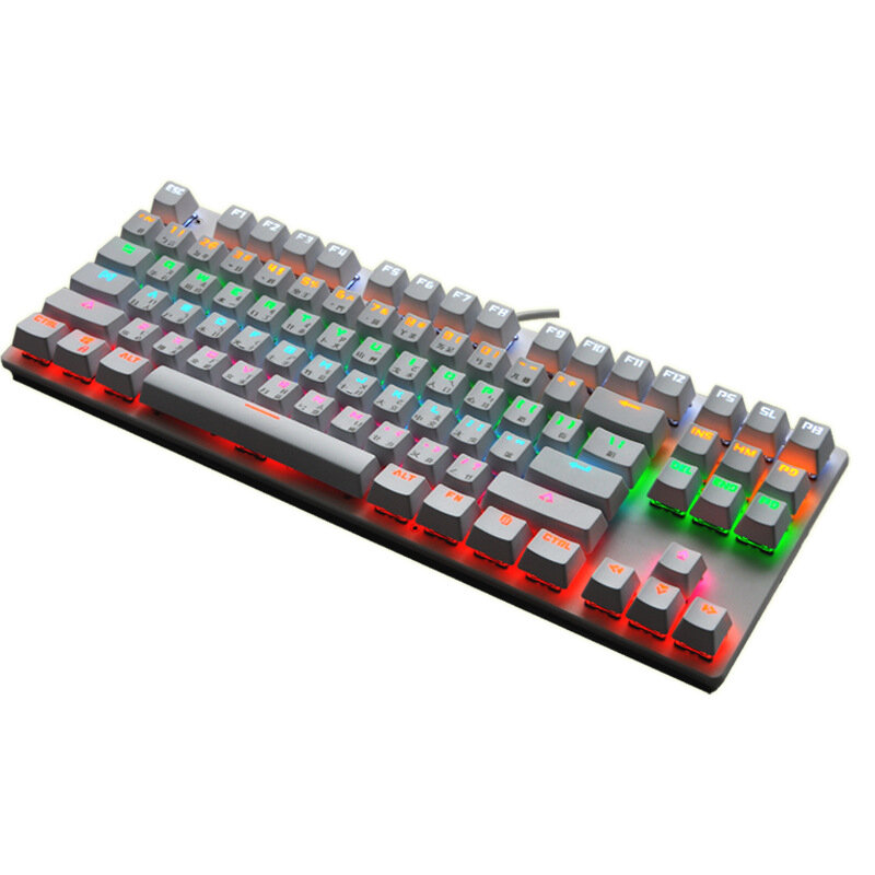 Механическая клавиатура 87-клавиш с переключателем Cherry MX Blue и подсветкой для игр и офиса — белая китайская