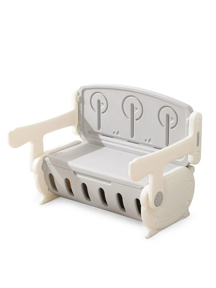 Детский столик трансформер UNIX Kids Grey 2 в 1 (стол + лавочка + скамья со спинкой) с ящиком для хранения и маркерной доской, пластиковый, для дома и улицы