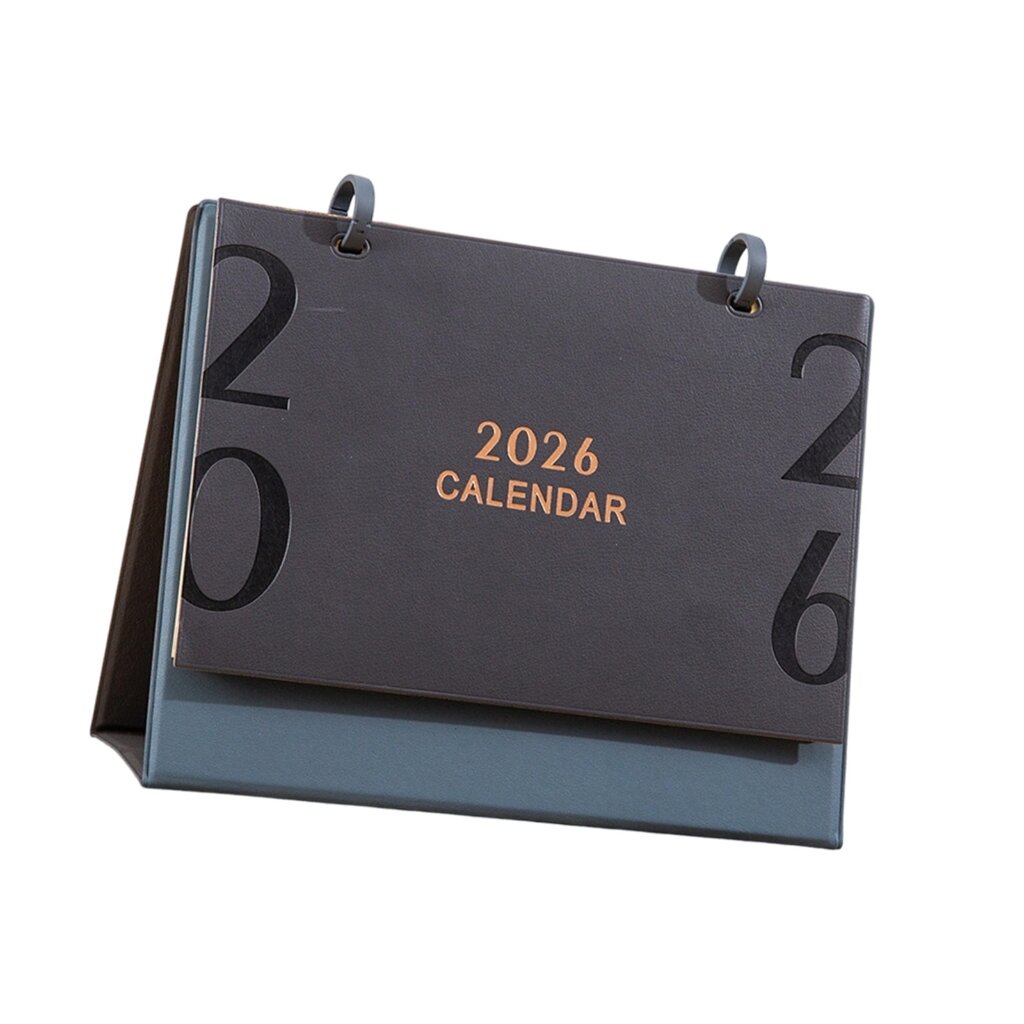 Настольный календарь на 2026 год с кожаной подставкой на 12 месяцев с января по декабрь Офисный настольный календарь-планировщик для дома, офиса, школы