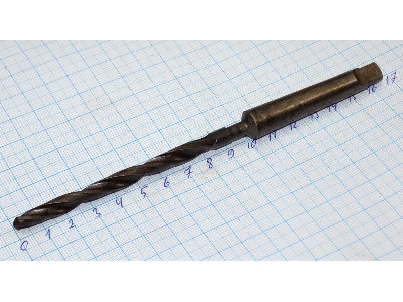 Сверло 6,5 мм р6м5 (L -167/85 мм) с коническим хвостовиком КМ1 длинная серия ГОСТ 12121-77 СССР