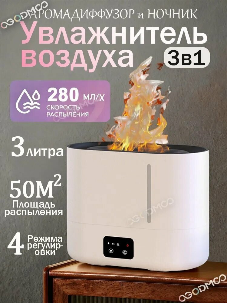 OGODMOO Увлажнитель воздуха 019b106a748c7123b5171b804366eeaa, белый, черно-серый