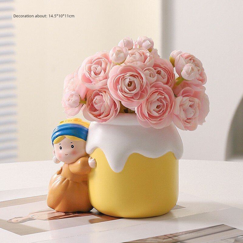 Ваза Pearl Girl с розовым лотосом для элегантного декора дома или офиса, 1 шт