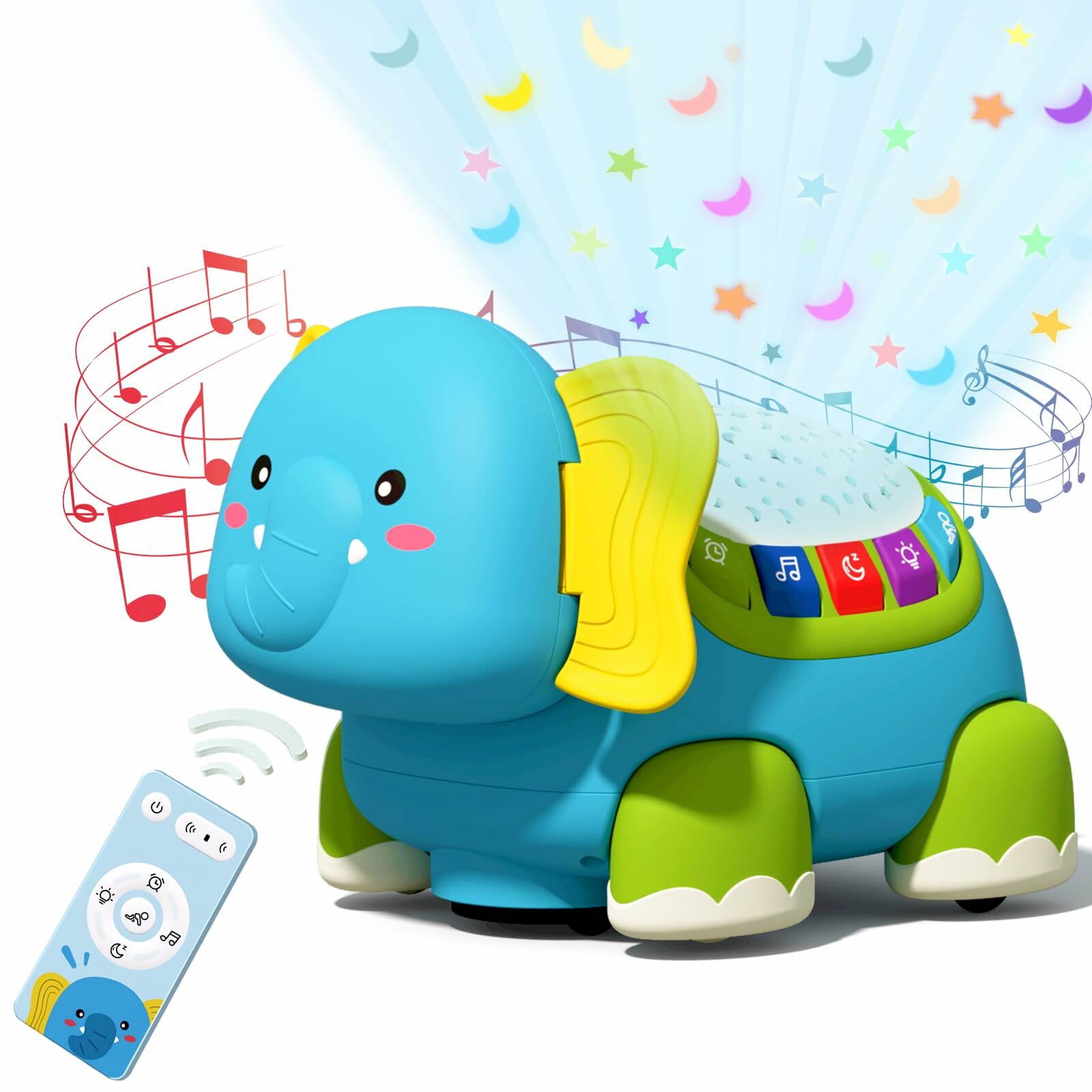 Игрушки для ползания малышей 6-12 месяцев Музыкальный слон с подсветкой Игрушки для новорожденных 0-3 3-6 6-12 12-18 месяцев Игрушки для детей 9 месяцев Проектор звезд Подарки на день рождения для мальчика девочки 1 года Игрушки для малышей 1-2 года Цвет