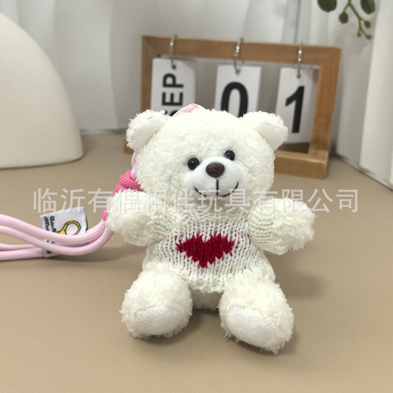 Медвежонок подвеска школьная сумка пара брелок рождественский плюшевый мишка украшения сетка красная кукла подарок на