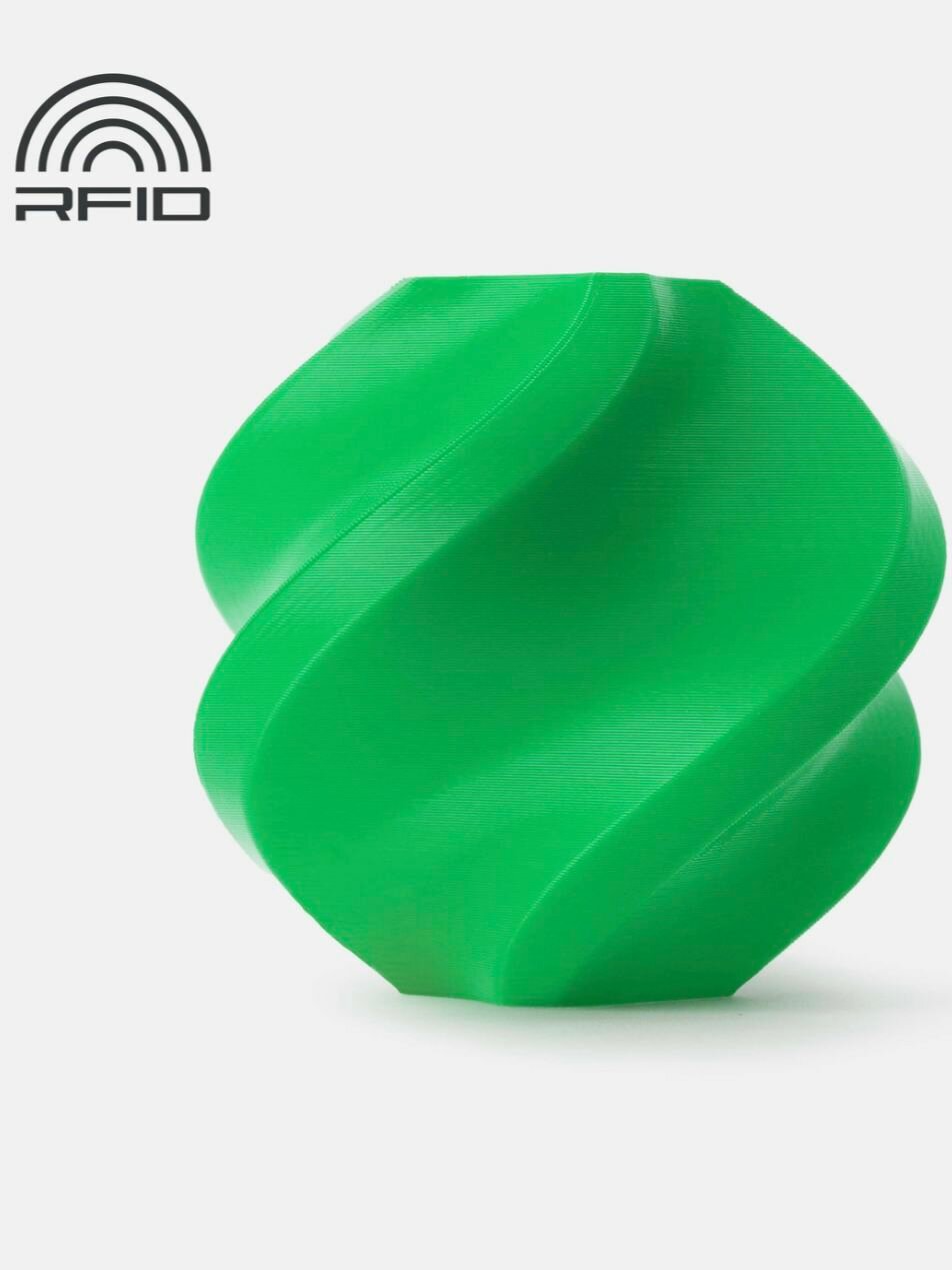 Филамент PLA Basic Bambu Green (зеленый) пластик Bambu Lab для 3D принтера 1 кг, на катушке