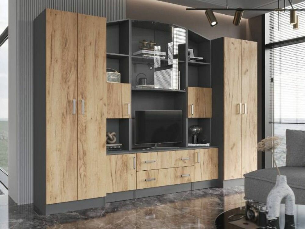 Гостиная Макарена-4 ЛДСП дуб крафт золотой/графит (Регион 058)