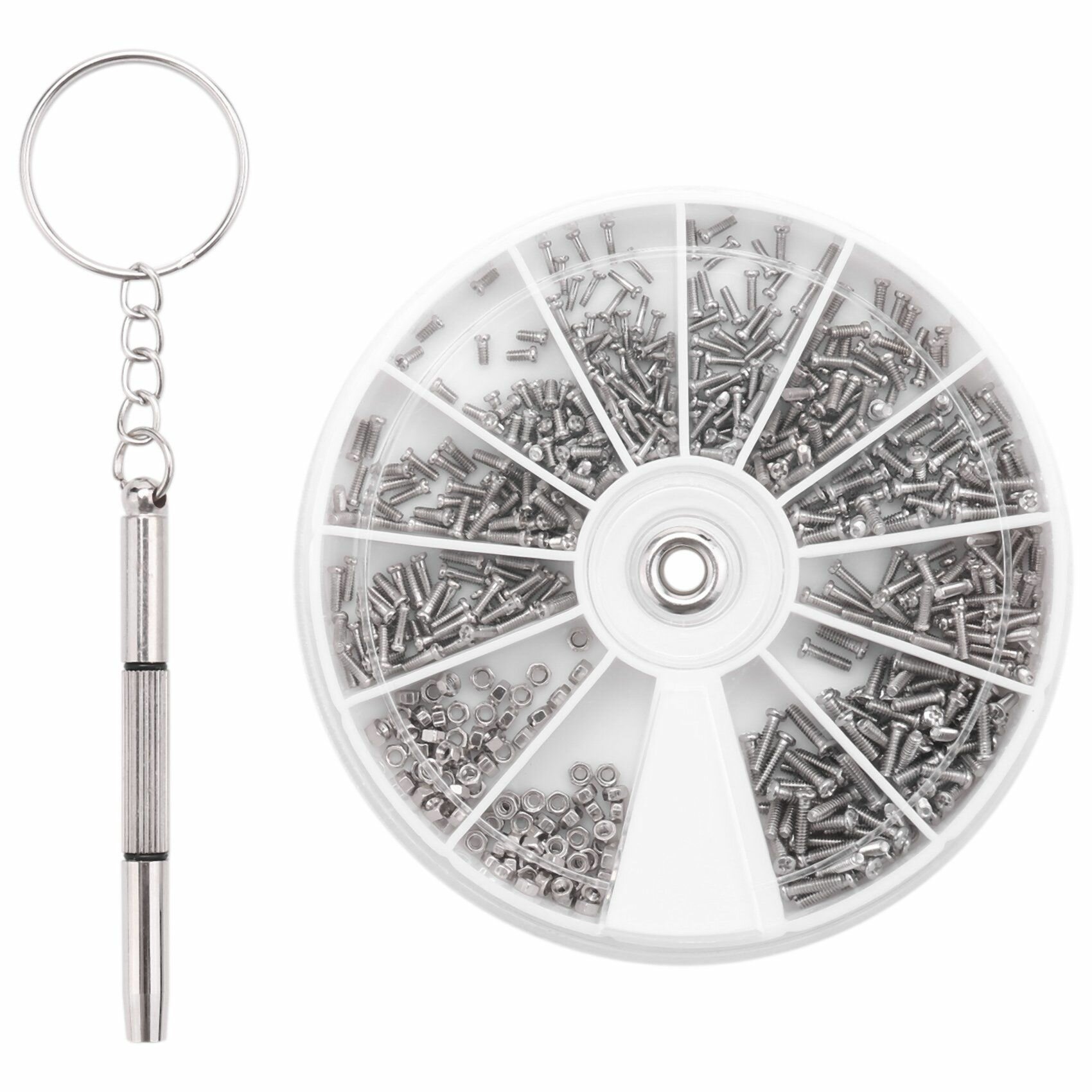 600 шт. / Компл. Маленькие винты из нержавеющей стали, 12 видов гайки для электроники, ассортимент + 1 Отвертка инструмента ремонта очков