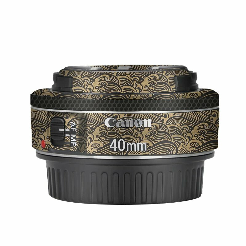 Объектив Canon EF 40mm f/2.8 STM в золотом цвете с волнами - элегантная легкая линза для фото Canon EOS