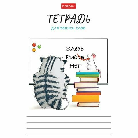 50 шт. Тетрадь-словарь для записи иностранных слов А6 24 л, скоба, линия, HATBER, "Кот Пирожок", 089999, 24Т6В5_33041