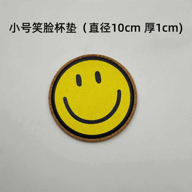Мультфильм Смайлик Круглый теплоизоляционный коврик Деревянный коврик для подставок Коврик для стола Пробковая