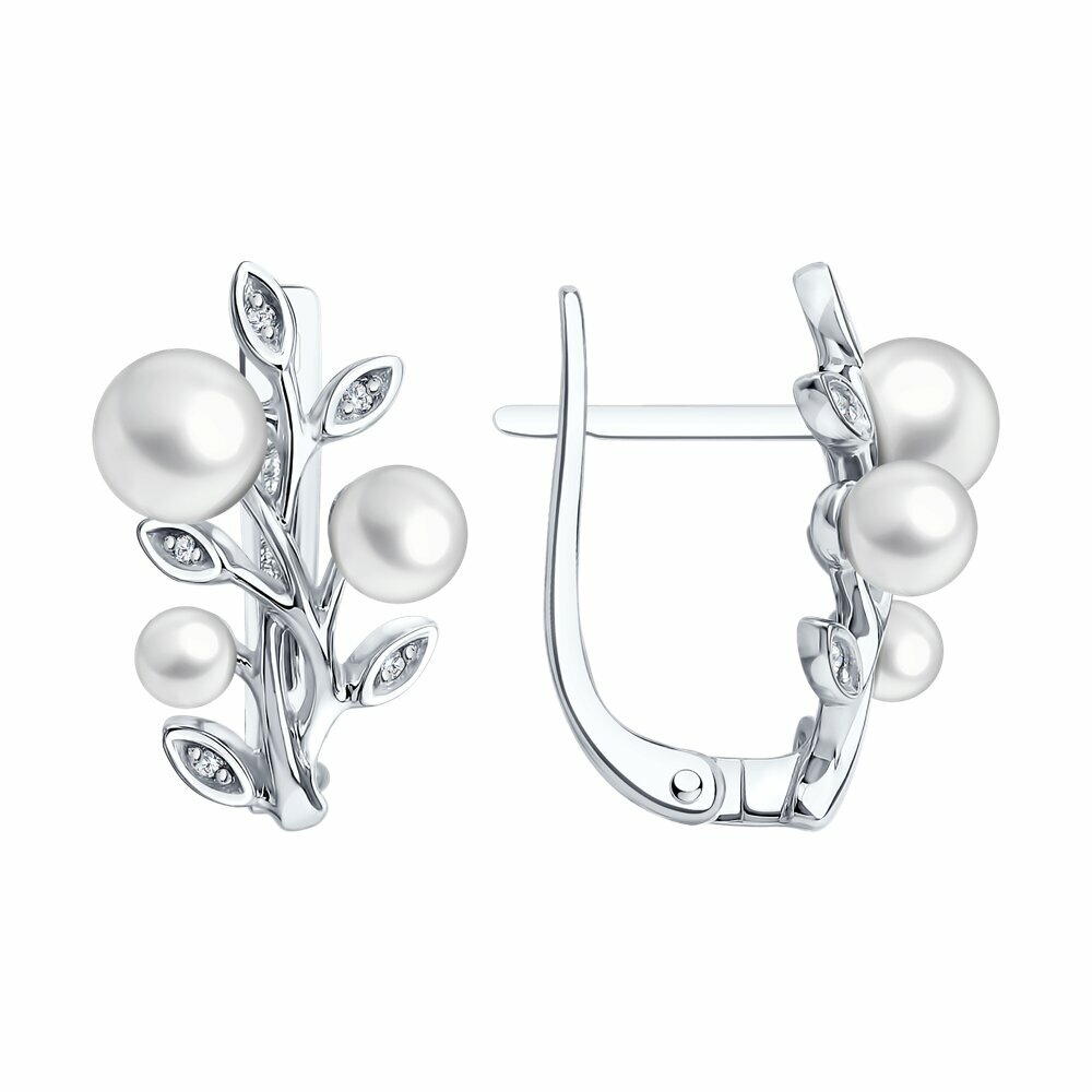 Серьги, белое золото, 585 проба