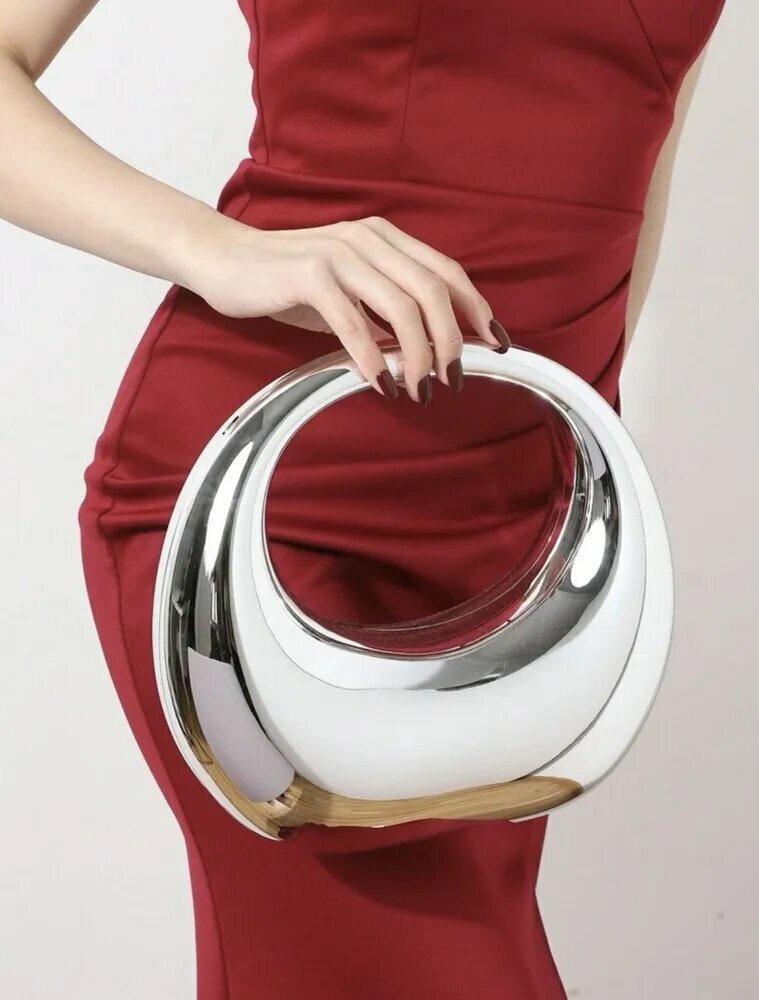 Сумка минодьер, зеркальная, плотный каркас, 27 см х 12 см х 25 см