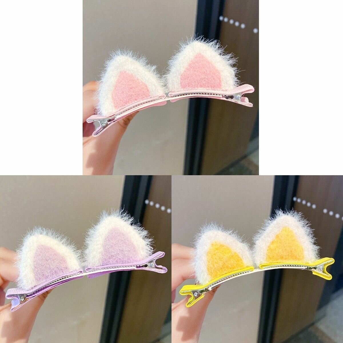 Милые заколки для волос с кошачьими ушками для девочек, осень-зима, милые плюшевые заколки для челки, аксессуары для волос для детей, головные уборы для девочек