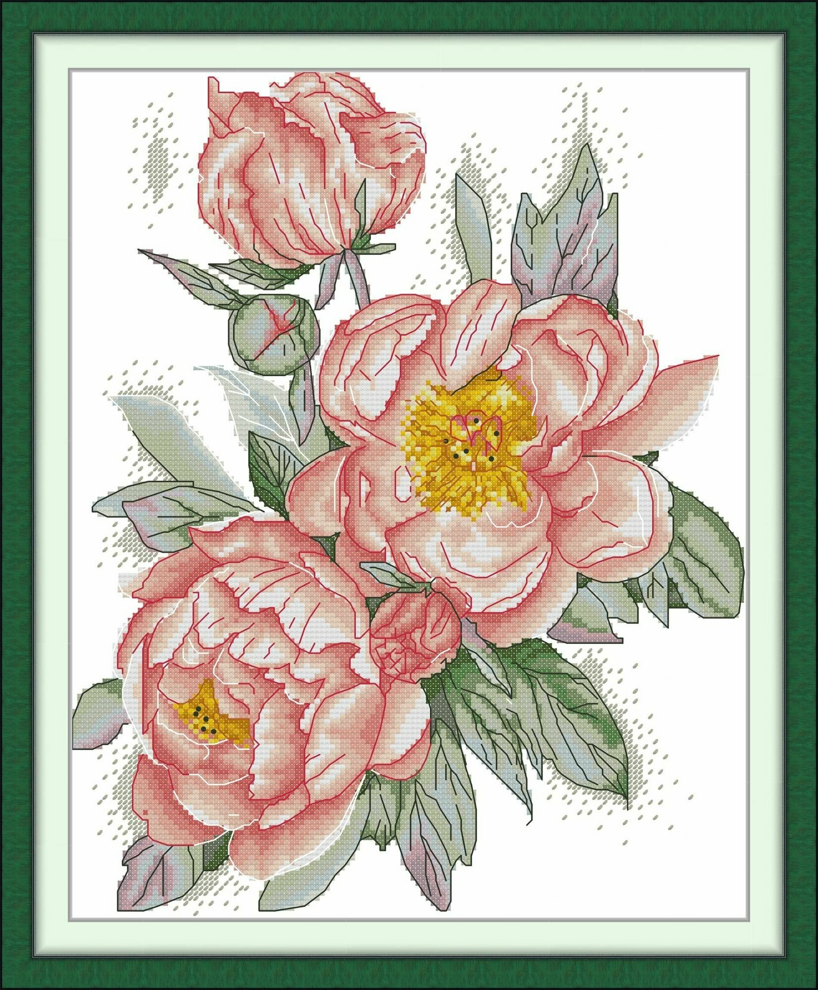 Эксклюзивный набор для вышивки крестом, схема пиона 31x38 см на 14CT