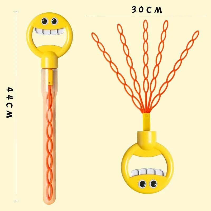 Волшебная палочка-смайлик с 5 лапками, 32 отверстиями и 10 пузырьками жидкости