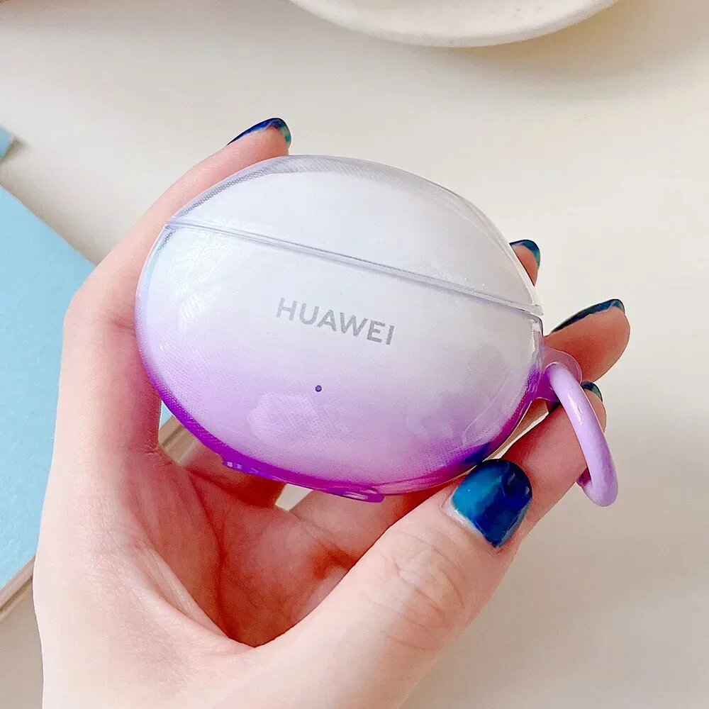 Чехол для Huawei Freebuds 6i, фиолетовый, прозрачный