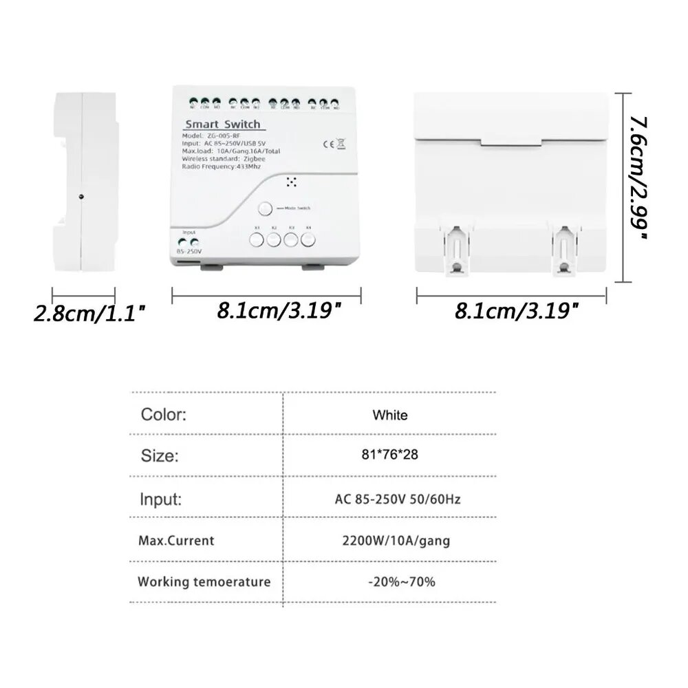 Tuya smart Switch 220V WIFI модуль 4CH — фото 1