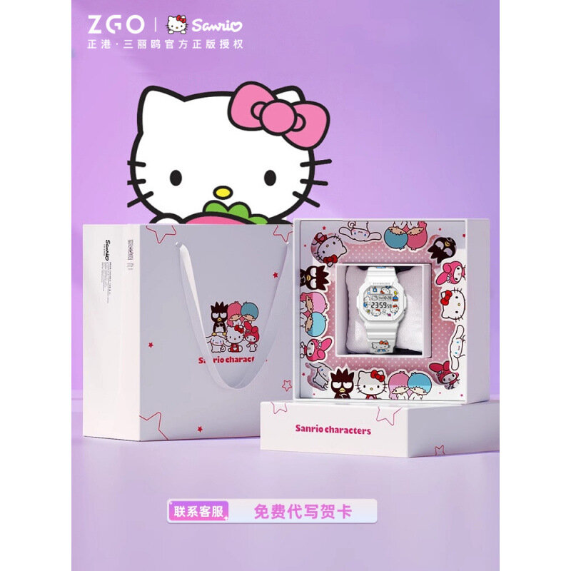 Электронные часы HelloKitty для девочек, подходящие для учениц средних и старших классов, детей, девочек, сотрудничество с Hello Kitty