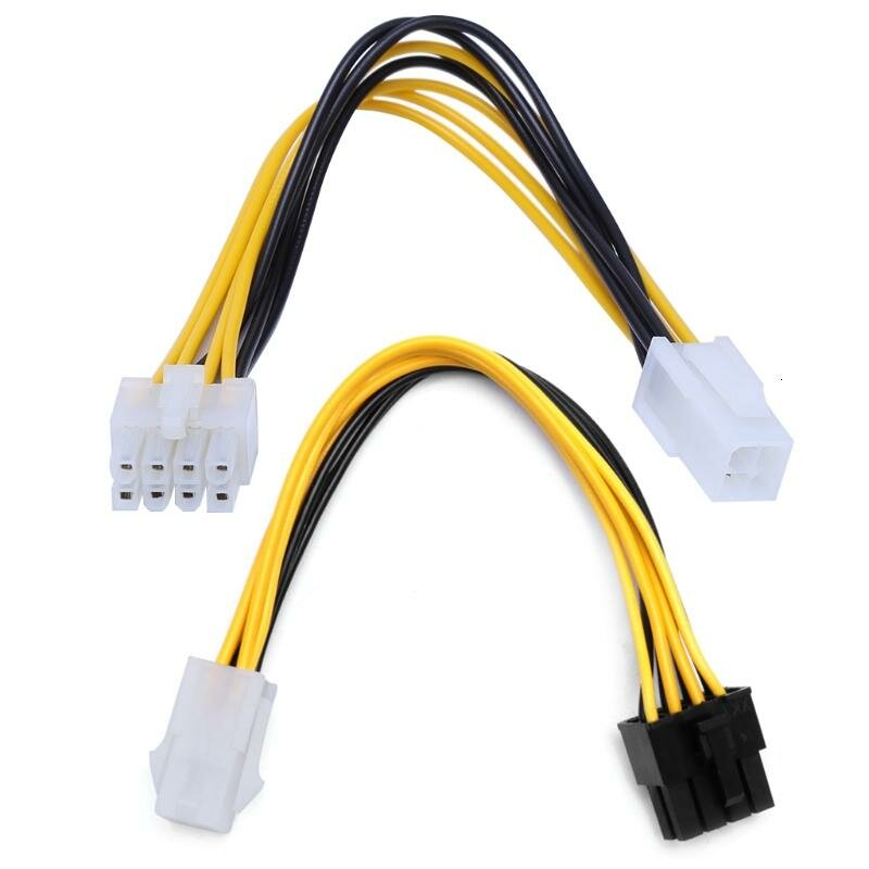 Адаптер питания 20 см ATX 4 pin женский на 8 pin мужской EPS, Черный