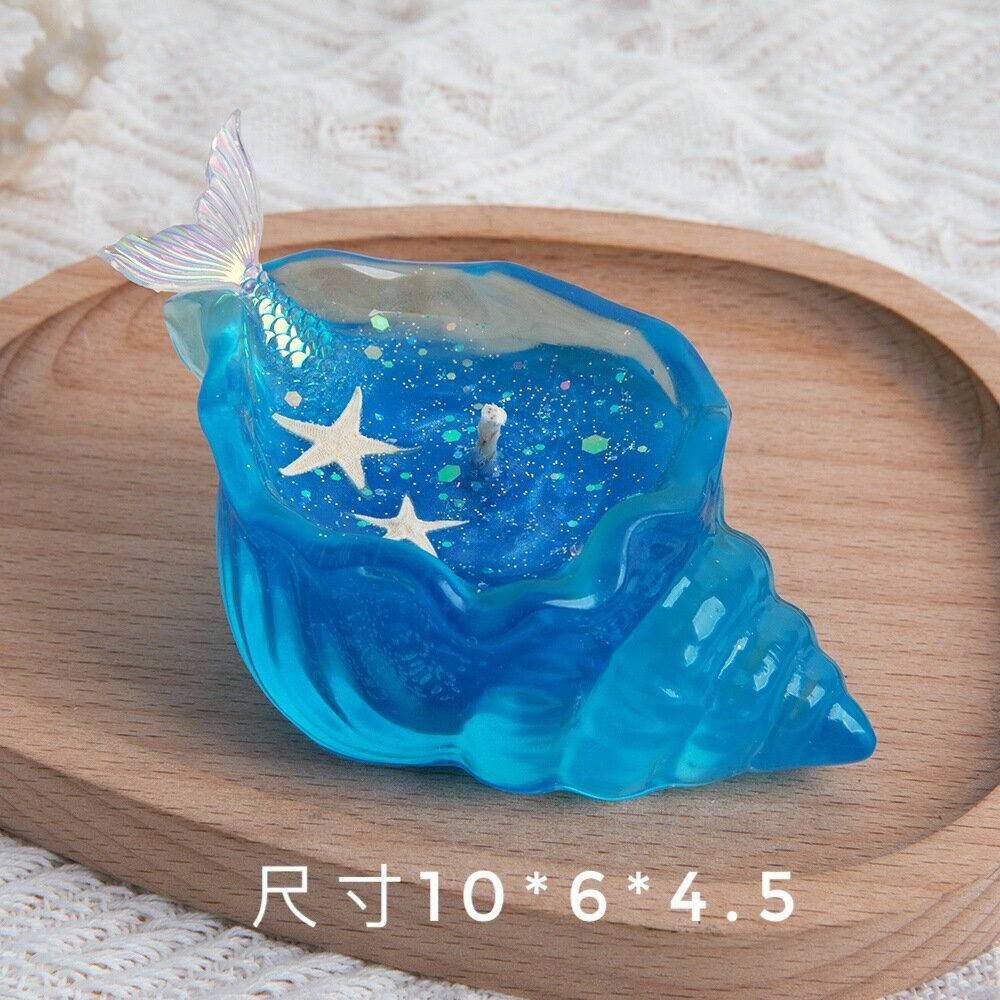 Горячая продажа: океанский стиль, культурная и креативная ручная работа, светящийся эффект, прозрачная смола, раковина, хвост русалки, морская звезда, ароматическая свеча