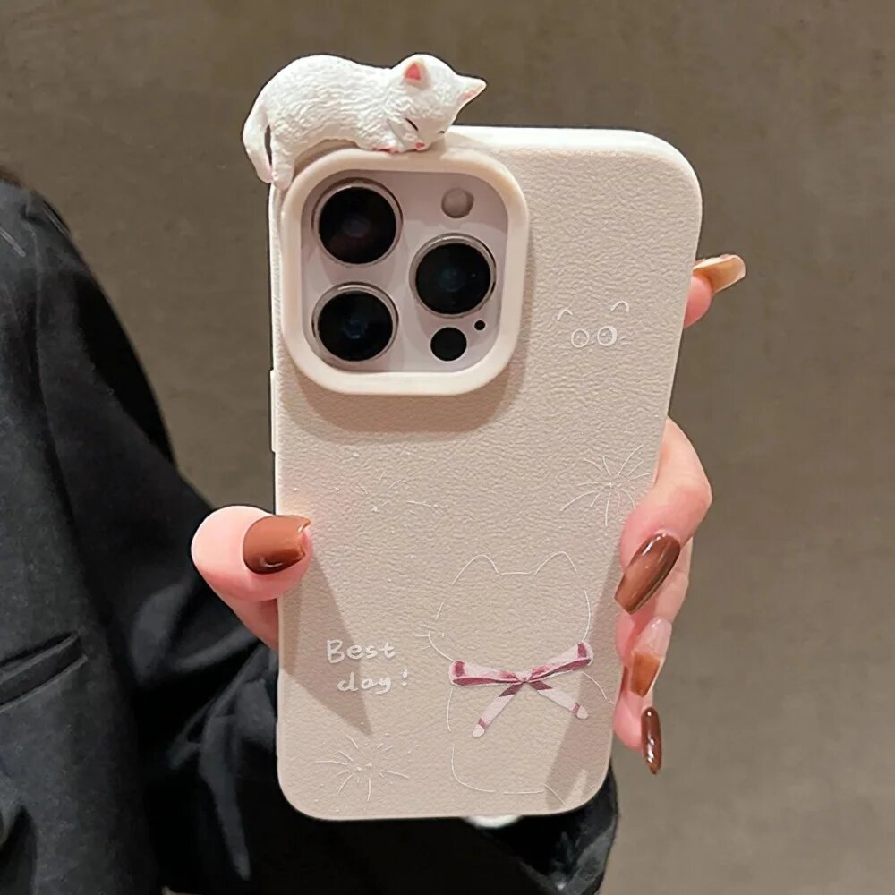 Чехол Из Кожи С 3D-рисунком Кошек И Собак Для iPhone 17/16/15/13/14 Pro Max – iPhone 15, 2-IH81 SP64
