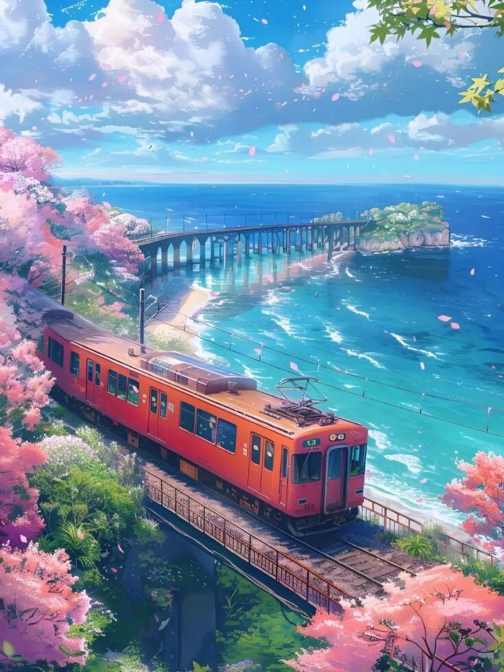 Алмазная Мозаика "Поезд И Паровоз" 40*50 См, Безрамная, Идеальна Для Дома, Украшения, Подарков.