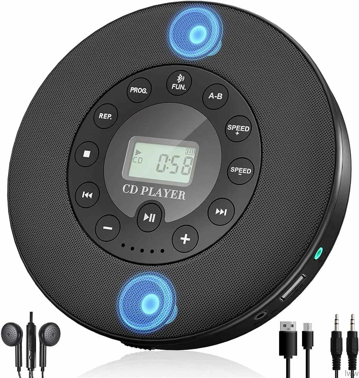 CD-плеер, встроенный Стерео динамик, Bluetooth, персональные MP3-плееры Walkman с аккумулятором емкостью 2000 мАч, USB, AUX, разъем для наушников