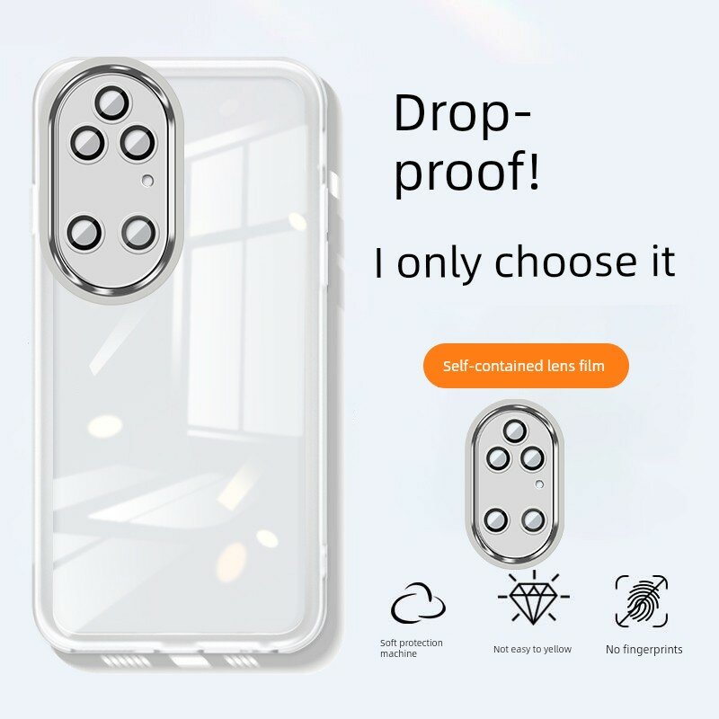 Ультра-тонкий силиконовый чехол для Huawei P50E - полупрозрачный белый, полная защита камеры, ударопрочный,