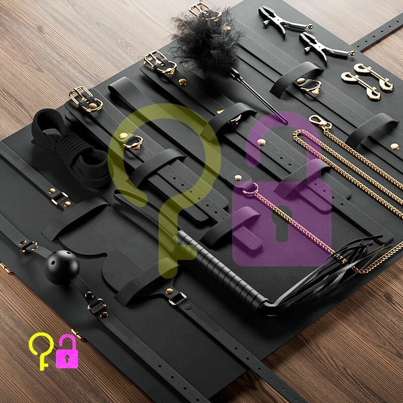 BDSM набор 12 предметов черный матовый