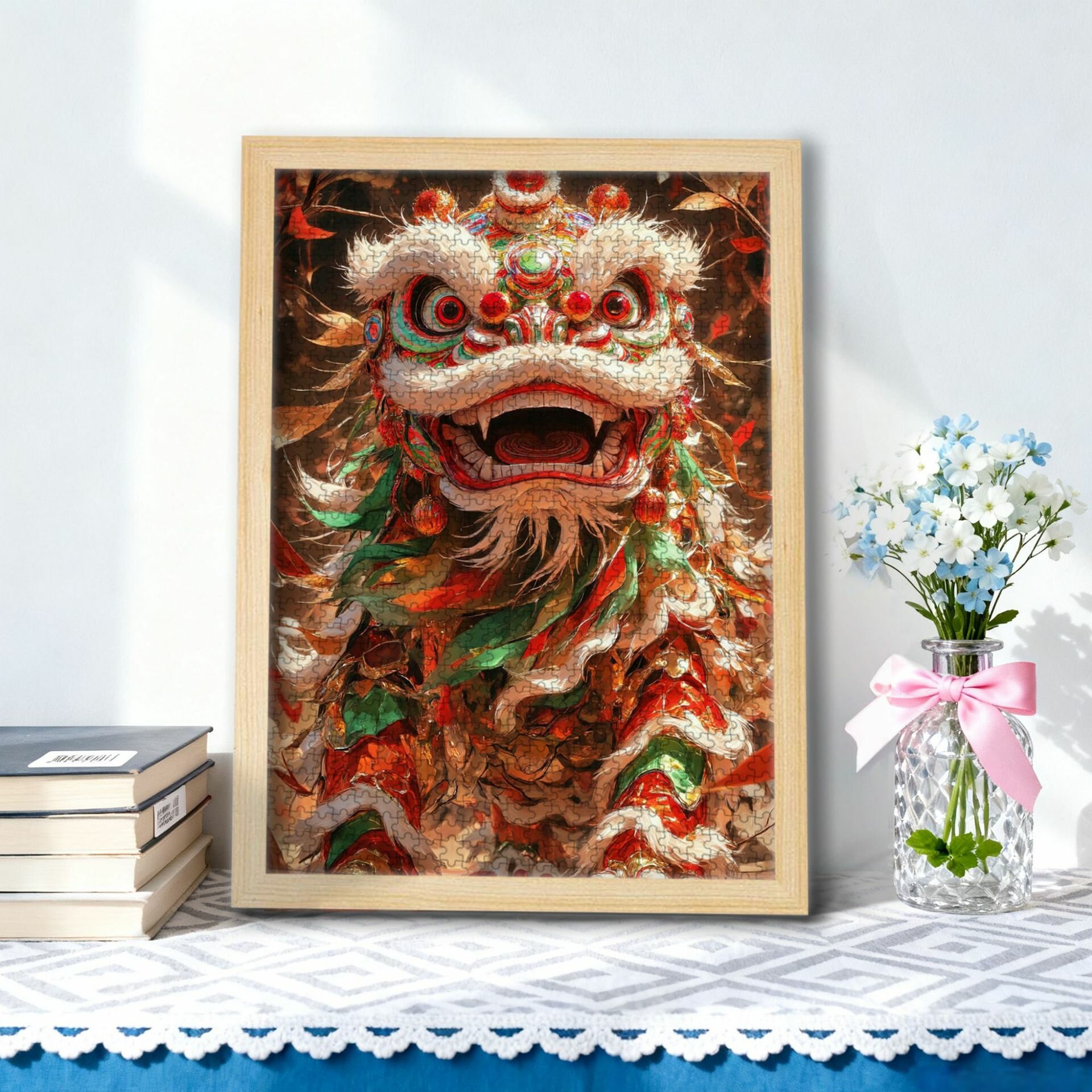 Национальный тренд деревянный пазл 1000 деталей танец льва для взрослых высокая сложность сборки снятие стресса образовательный подарок тысяча деталей модная игрушка