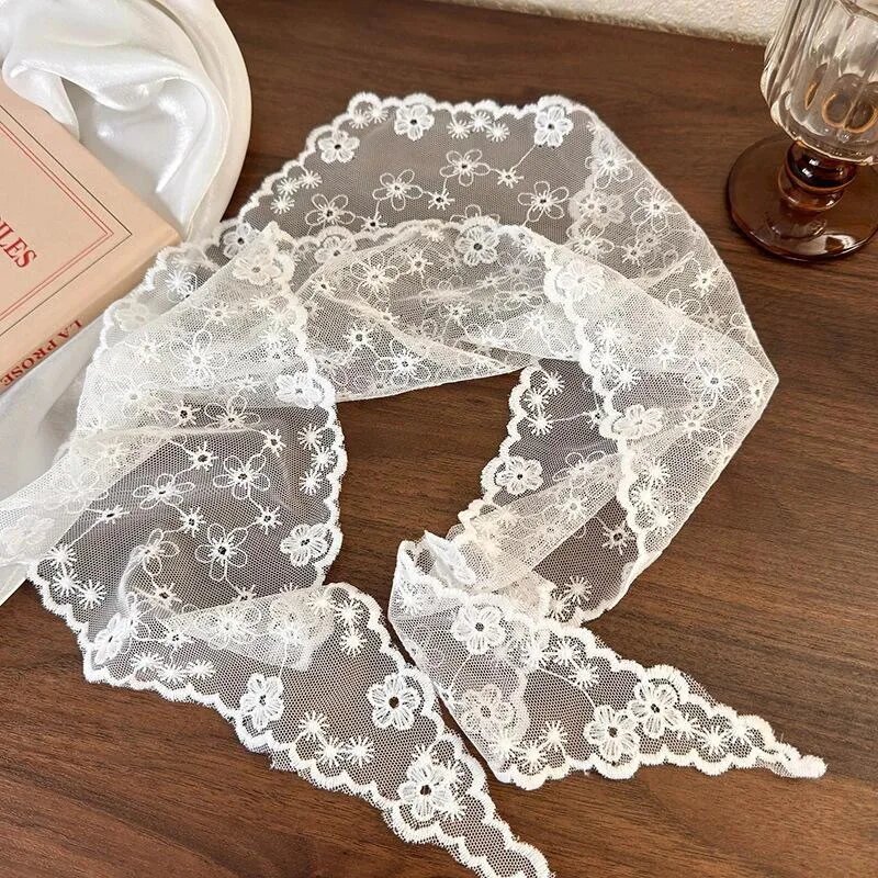 Кружевной шарф Flower lace кремовый