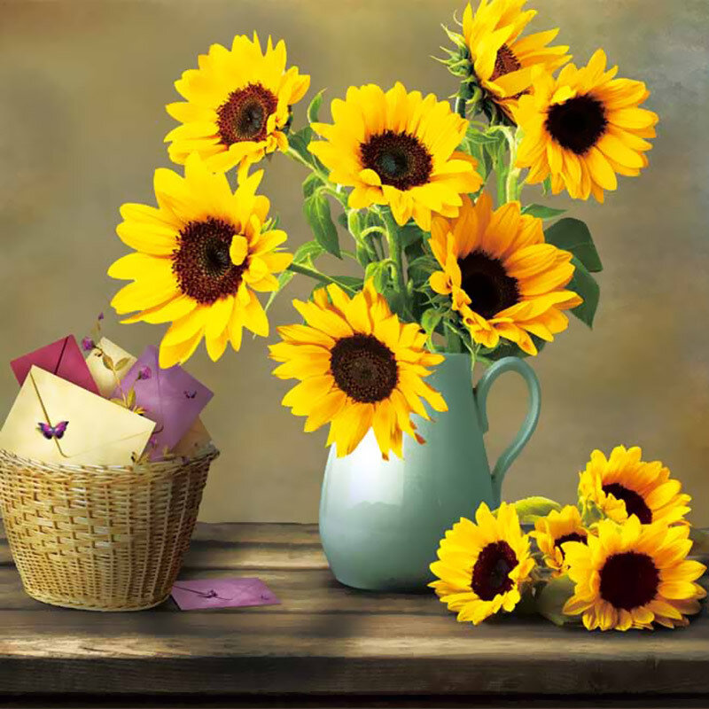 [Поколение волос] Новый Полный алмаз полный палку Подсолнух гостиная картина вышивка крестиком серии Рубика куб дрель