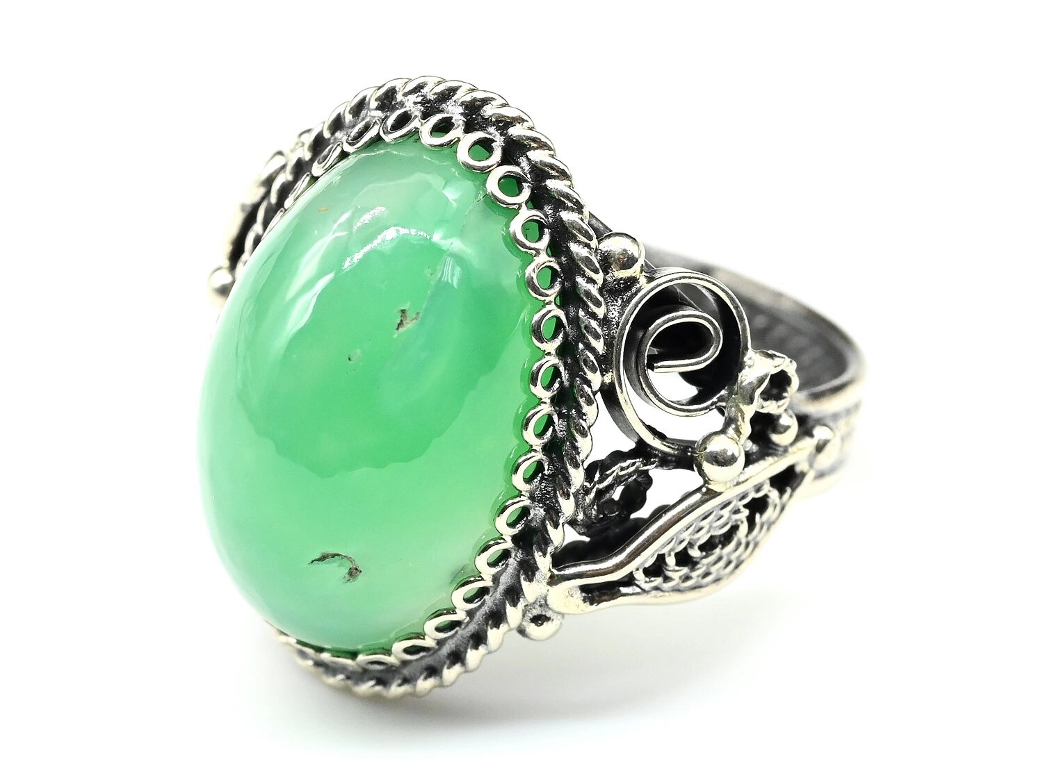 Кольцо, хризопраз