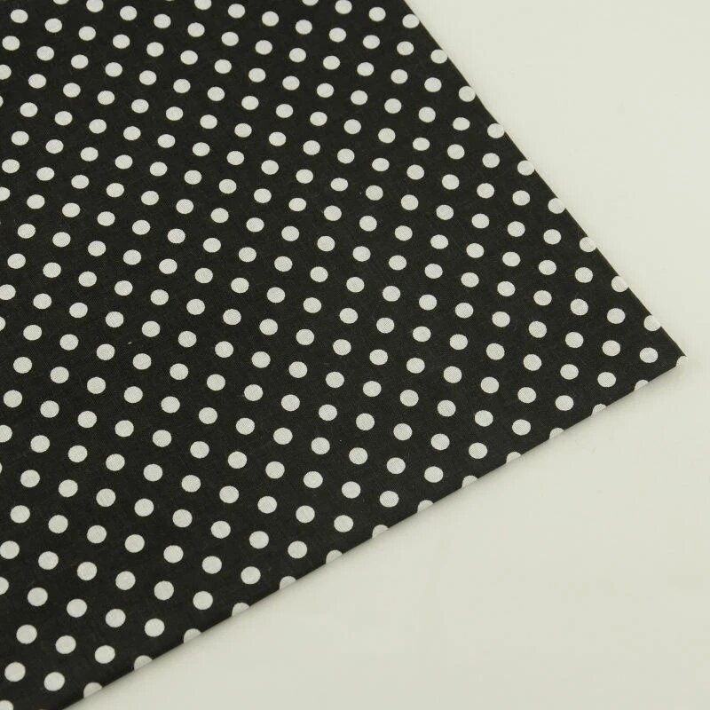 Хлопковая ткань Booksew белая с горошком Черный, 50x150cm half meter, p044-1