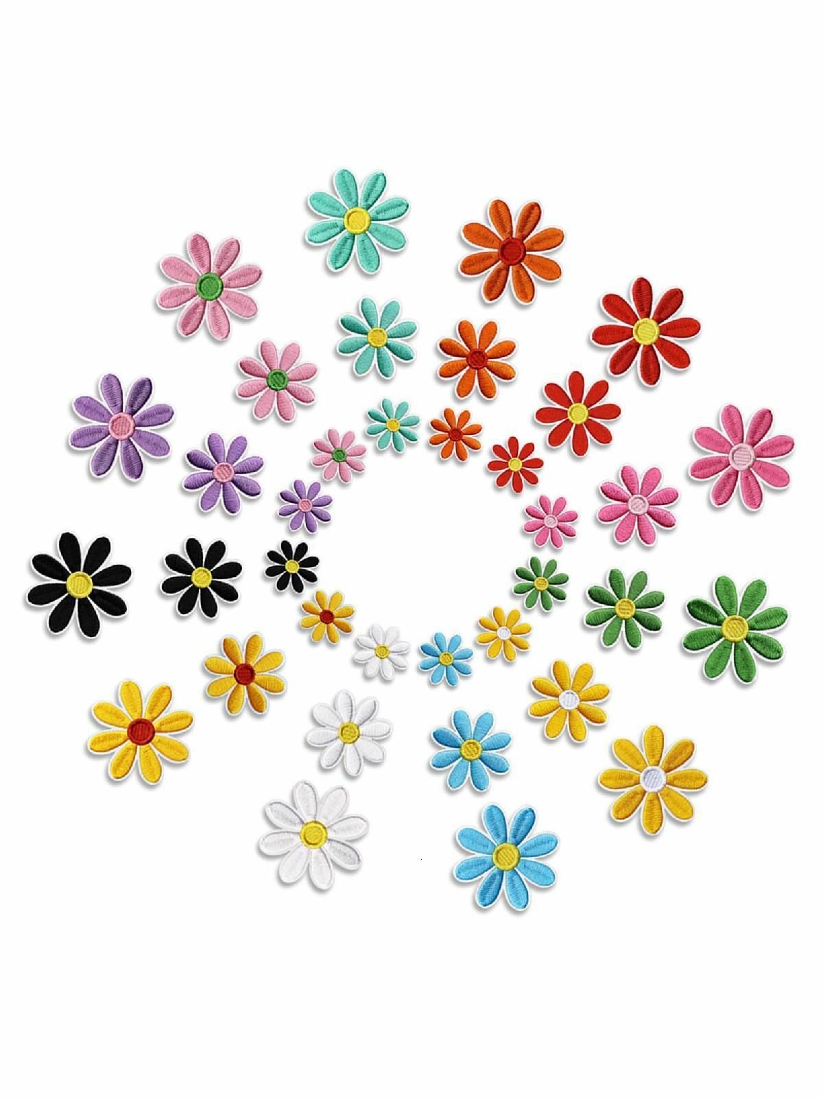 36 шт. Цветочные вышитые заплатки для ремонта курток и одежды