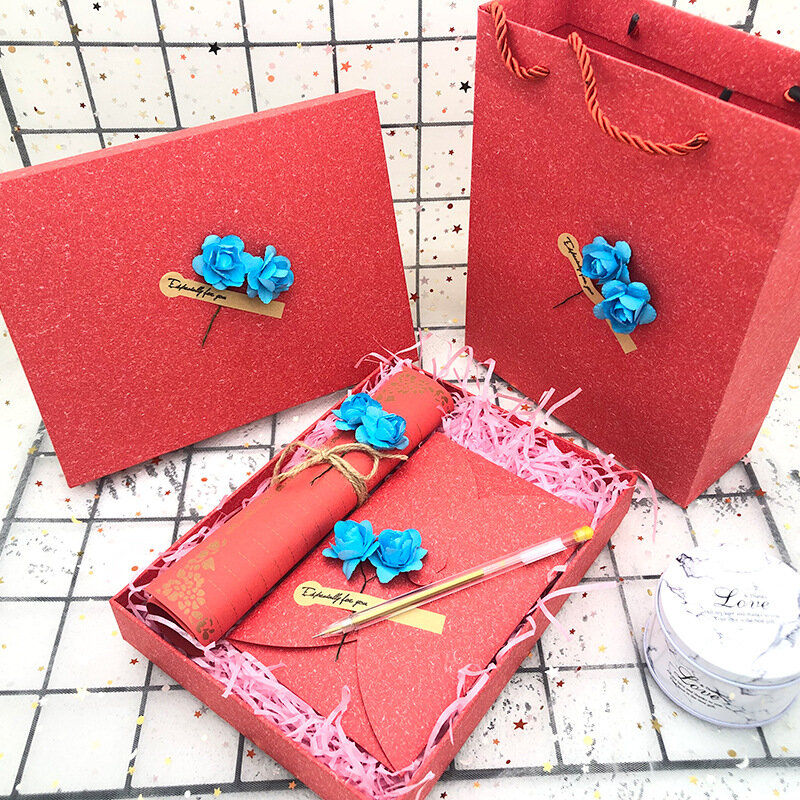 【Набор подарочной коробки с бумагой для писем и конвертами】Древний стиль любовного письма, романтическое признание, подарок на свадьбу, подарочная коробка на День святого Валентина, бланки для писем