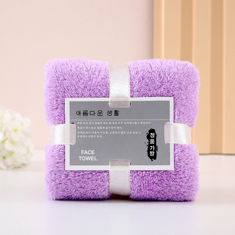 Оптовая продажа коралловых бархатных полотенец с картами Светло-фиолетовый_35*75