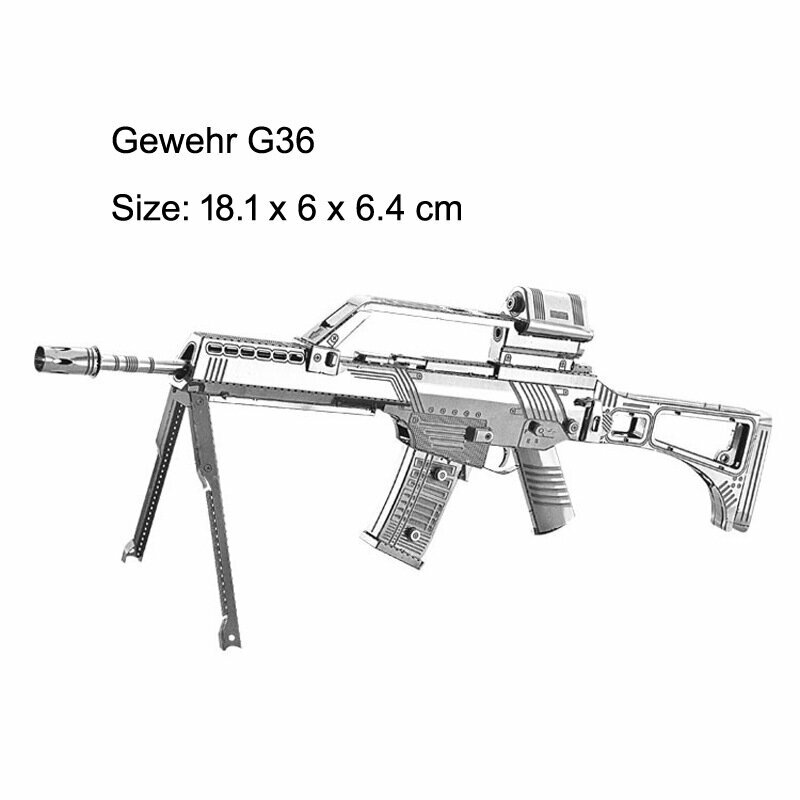 3D Металлическая Сборная Головоломка Винтовки G36, Черная Военная Игрушка для Подарков на День Рождения