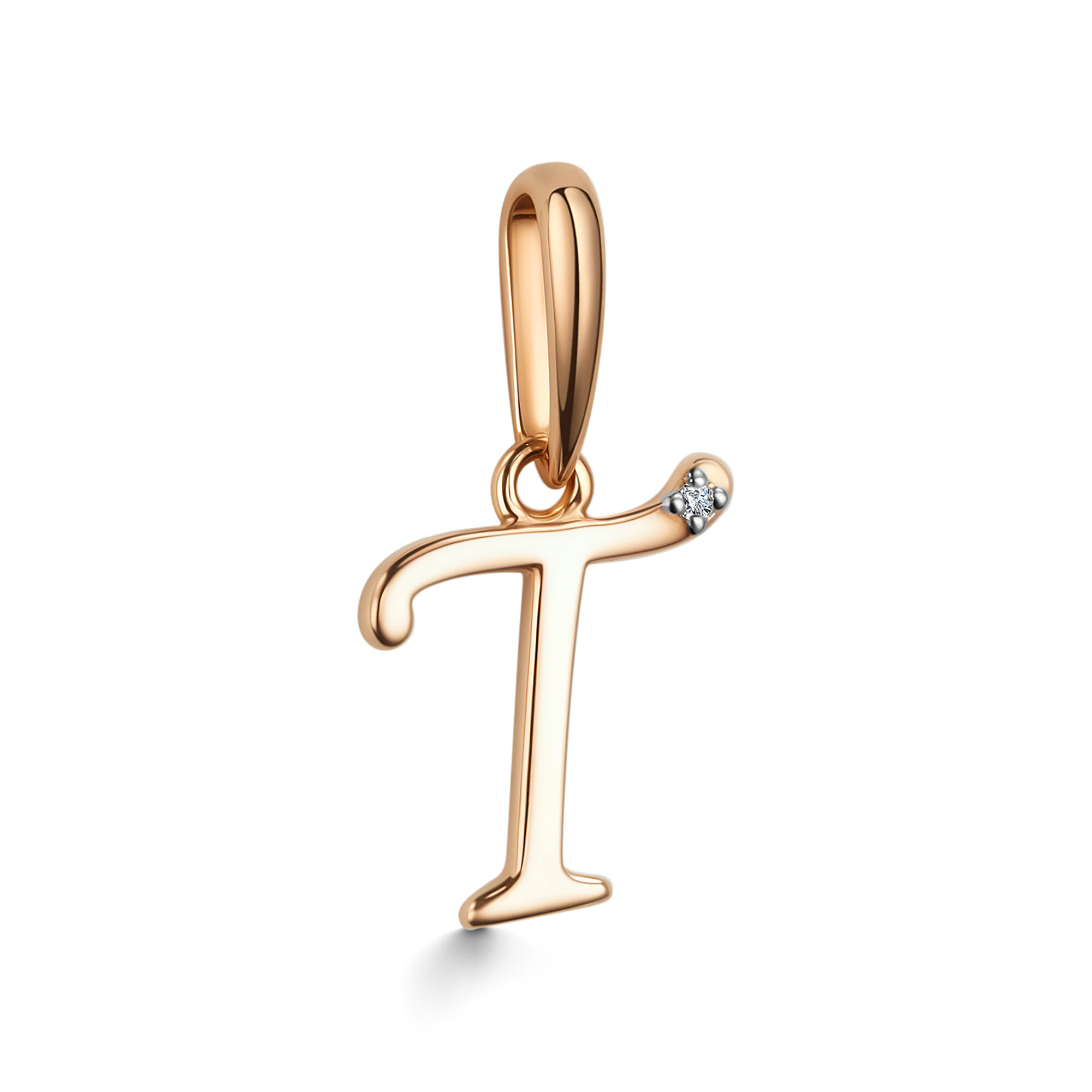 Подвеска, красное золото, 585 проба, бриллиант