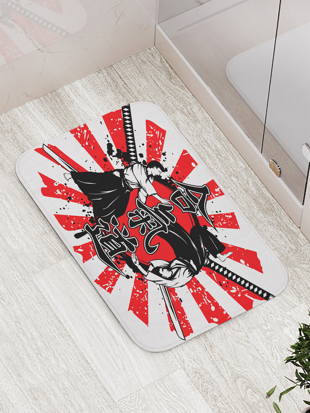 Коврик для ванной комнаты и туалета противоскользящий "Мастер катаны" 52х77 см, JoyArty